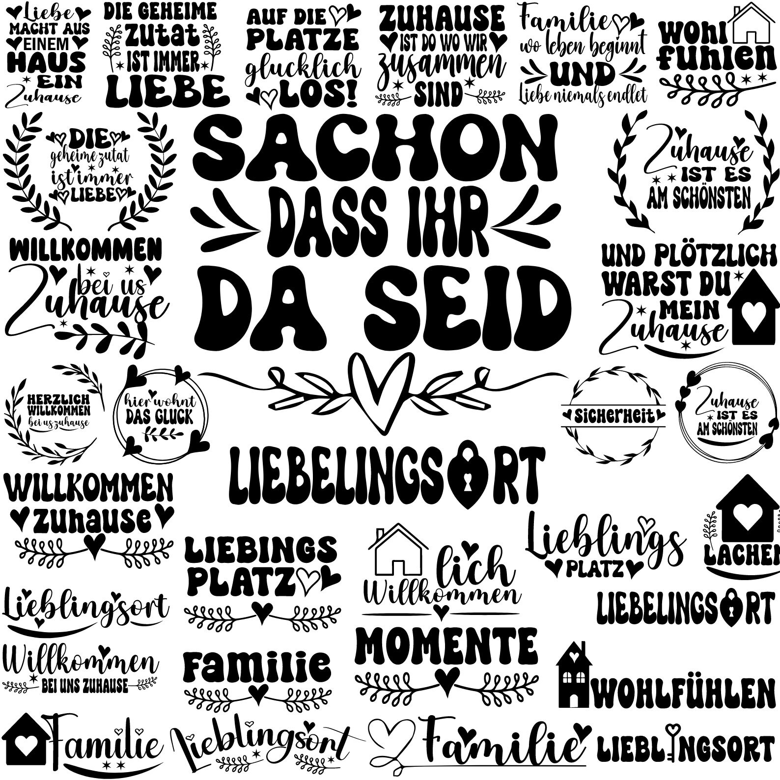 House Heart Love Botanical Svg Bundle, German Home Plotter, German Home ...