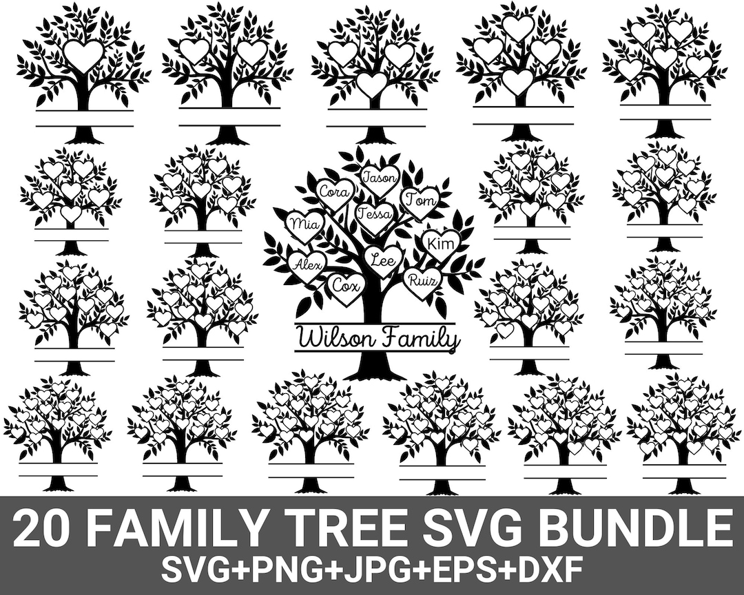 Family Tree Svg Bundle 1-20 Members, Tree of Life Svg, Family Tree ...