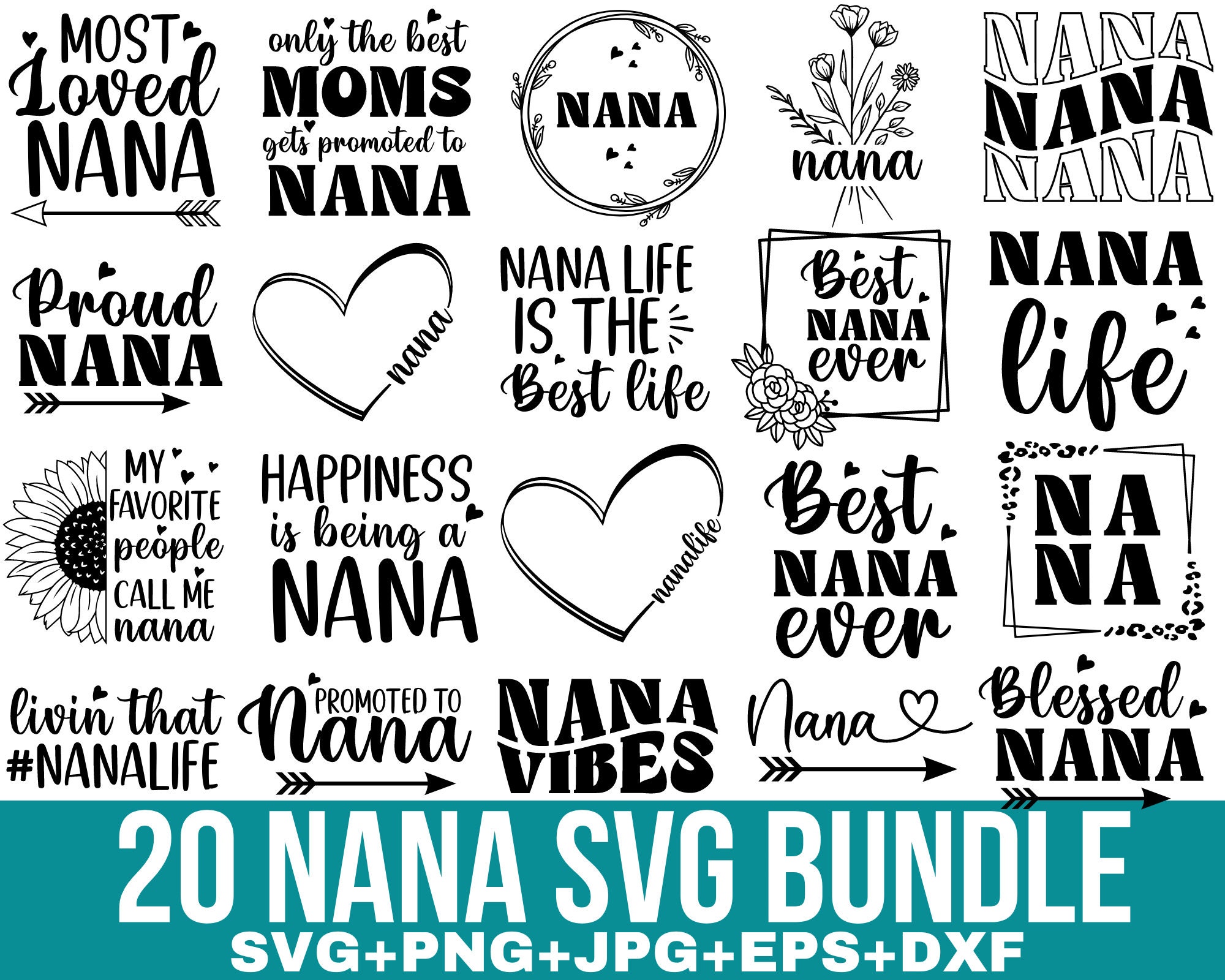 20 Nana Svg Bundle Nana Png Grandma Svg Nana Shirt Svg - Etsy Australia
