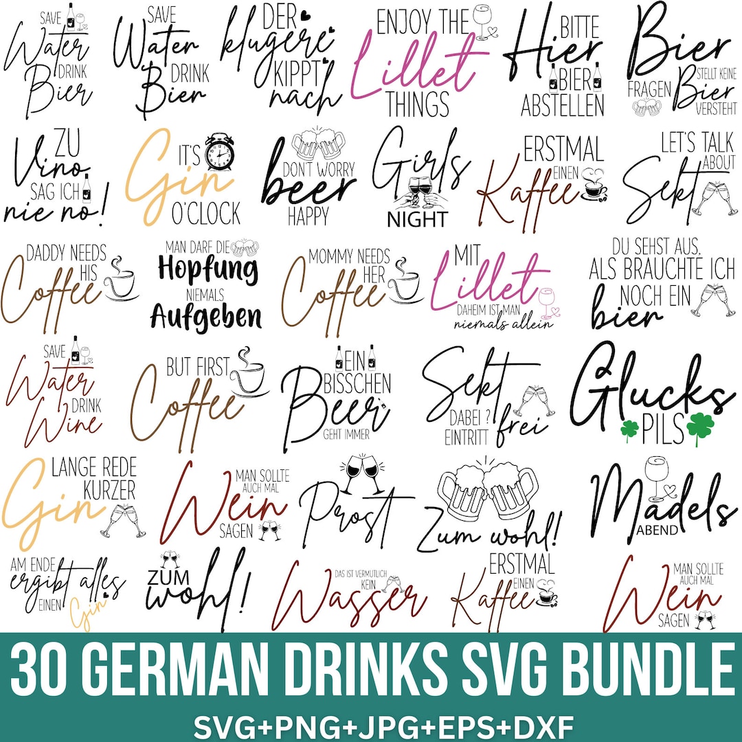 German Drinks Svg Bundle, German Sayings Svg, Alcohol Svg, Aperol Svg ...