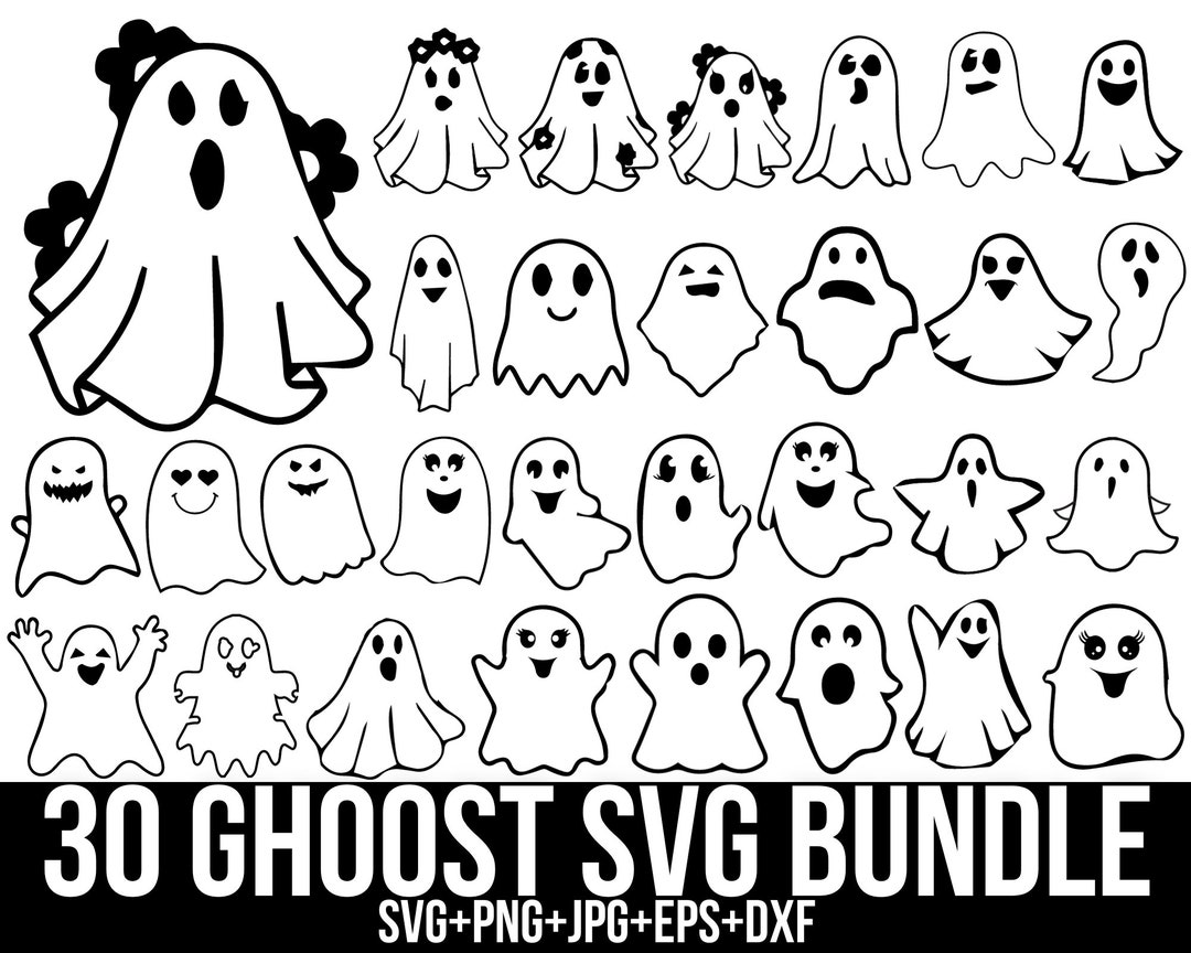 Cute Ghost Svg Bundle, Ghost Svg, Halloween Svg, Spooky Season Svg ...