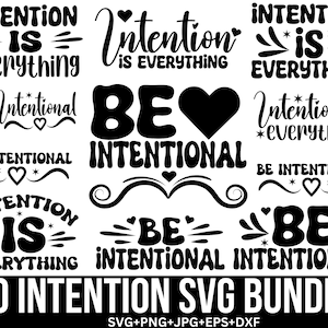 Intention is Everything Svg Bundle, Positive Quotes Svg, Motivational ...