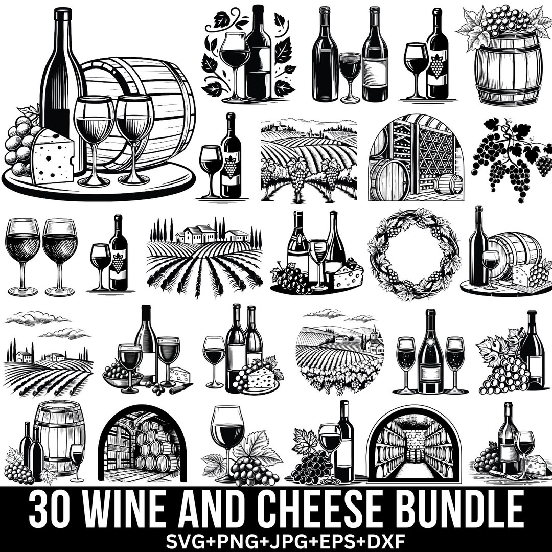 Wine and Cheese Svg Bundle, Winery Svg, Grape Svg, Cheese Svg, Wine Svg, Grapevine Svg, Grape ...