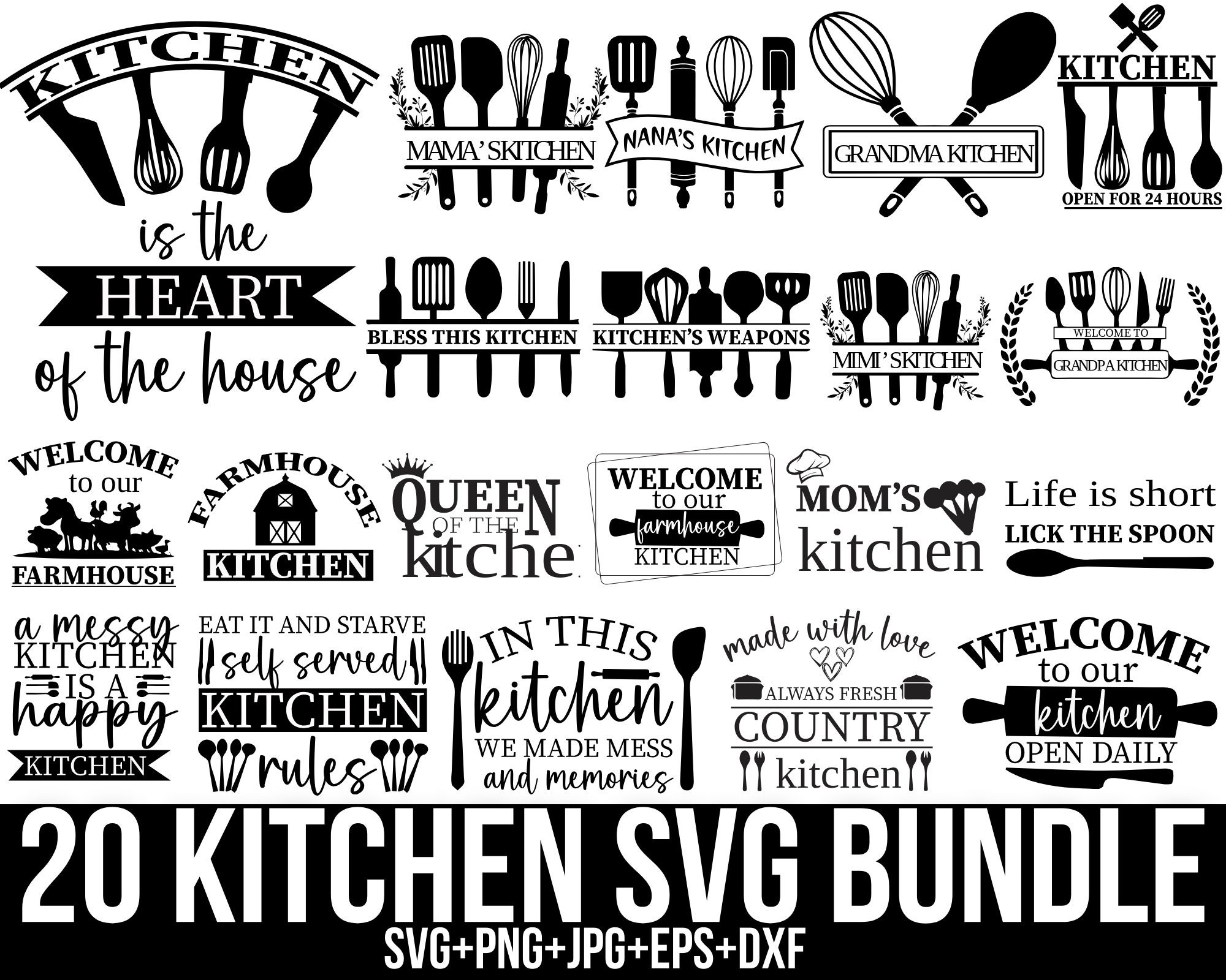Kitchen Svg Bundle, Kitchen Quotes Svg, Flourish Kitchen Svg, Kitchen ...