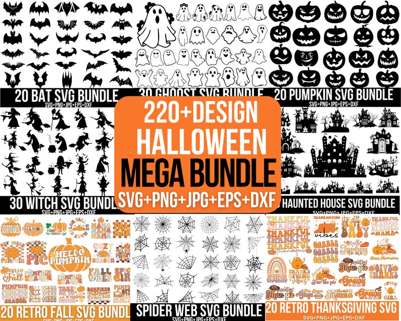 Mega Helloween Svg Png Bundle, Horror Characters, Vintage Halloween ...
