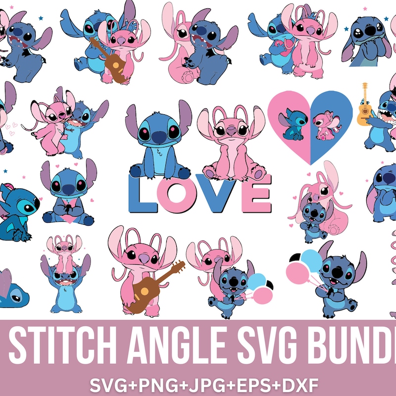 Stitch and Angel Svg - Etsy