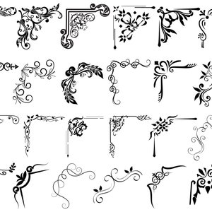 Corner Border Svg Bundle, Corner Svg, Vintage Elements, Floral Corner ...