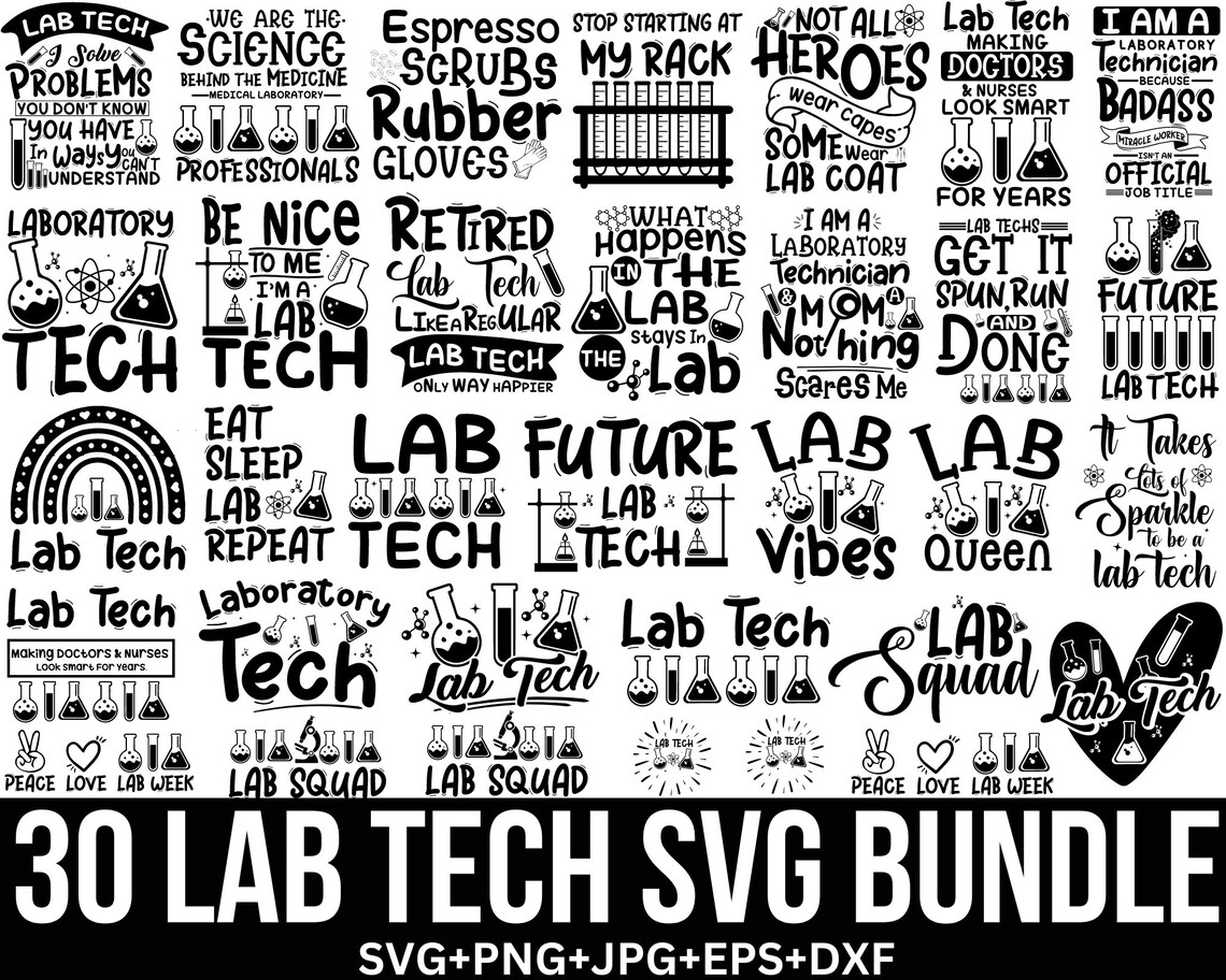 Lab Tech Svg Bundle, Lab Tech Quotes Svg, Technician Svg, Chemistry Svg ...