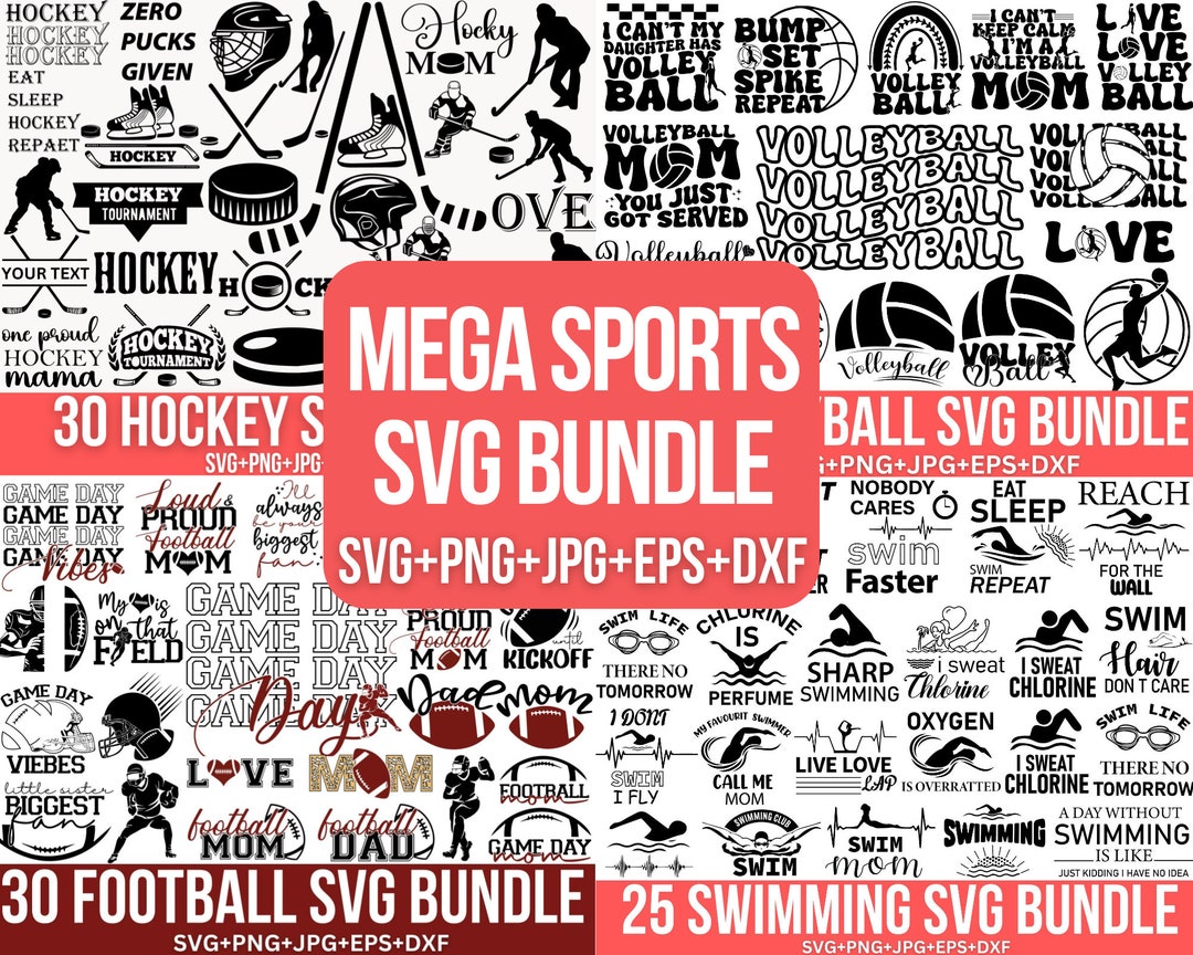Mega Sport Svg Bundle, Football Svg, Volleyball Svg, Hockey Svg ...