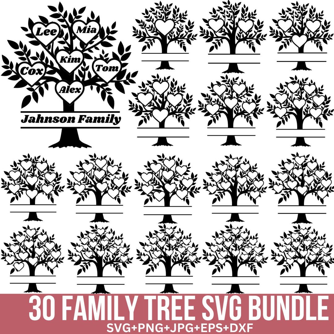 Family Tree Svg Bundle 1-20 Members, Tree of Life Svg, Family Reunion ...