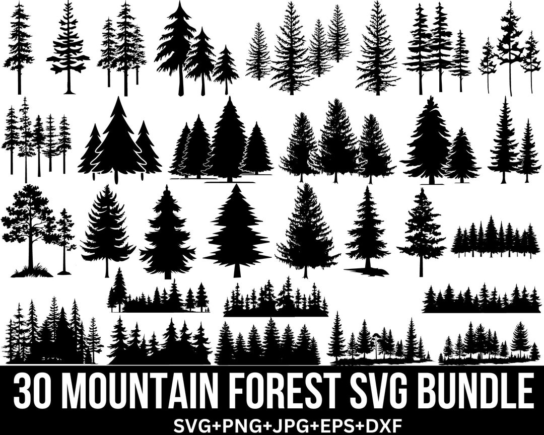Mountain Forest Svg Bundle, Forest Tree Svg, Palm Tree Svg, Tree Line ...