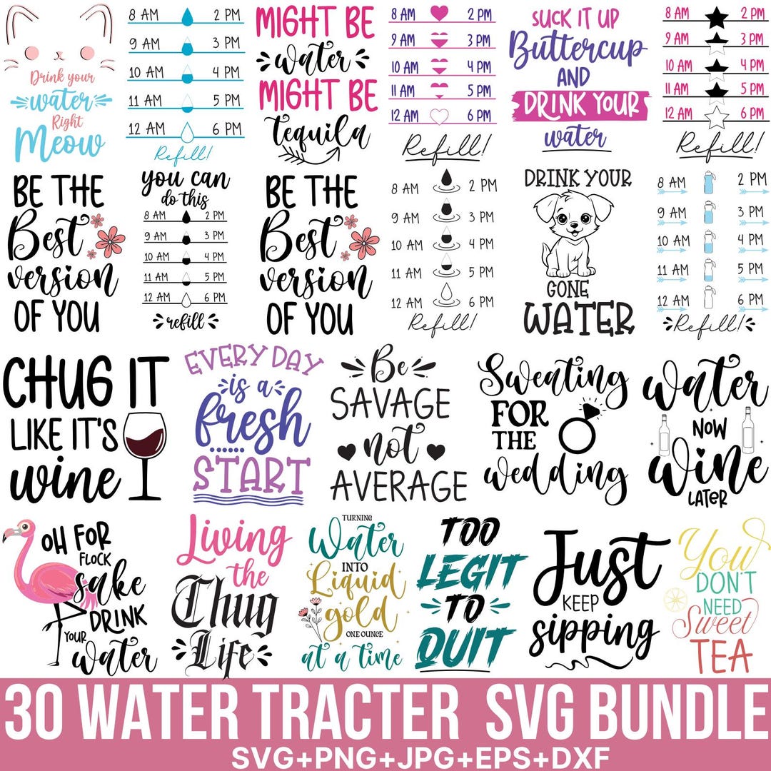 Water Tracker Svg Bundle, Water Bottle Tracker, Drink Your Effing Water ...
