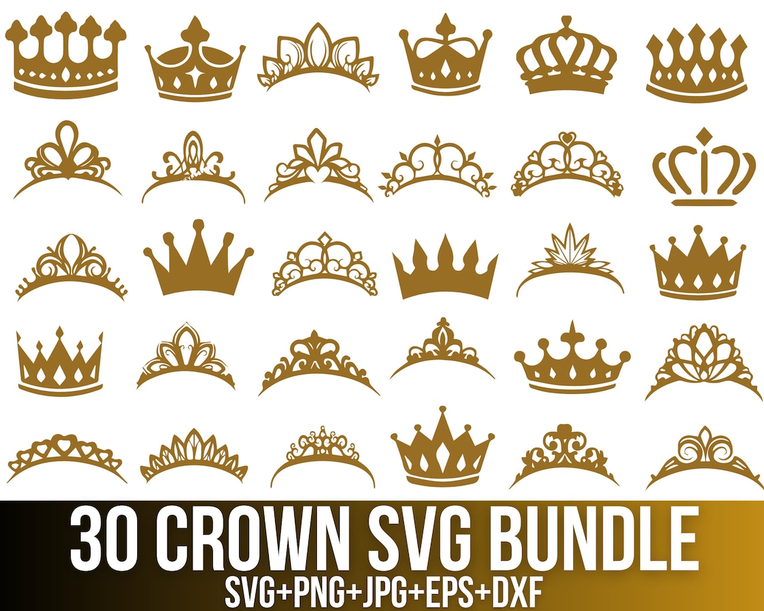 Royal Crown Svg Bundle, Queen Crown Svg, Princess Crown, Princess Tiara ...