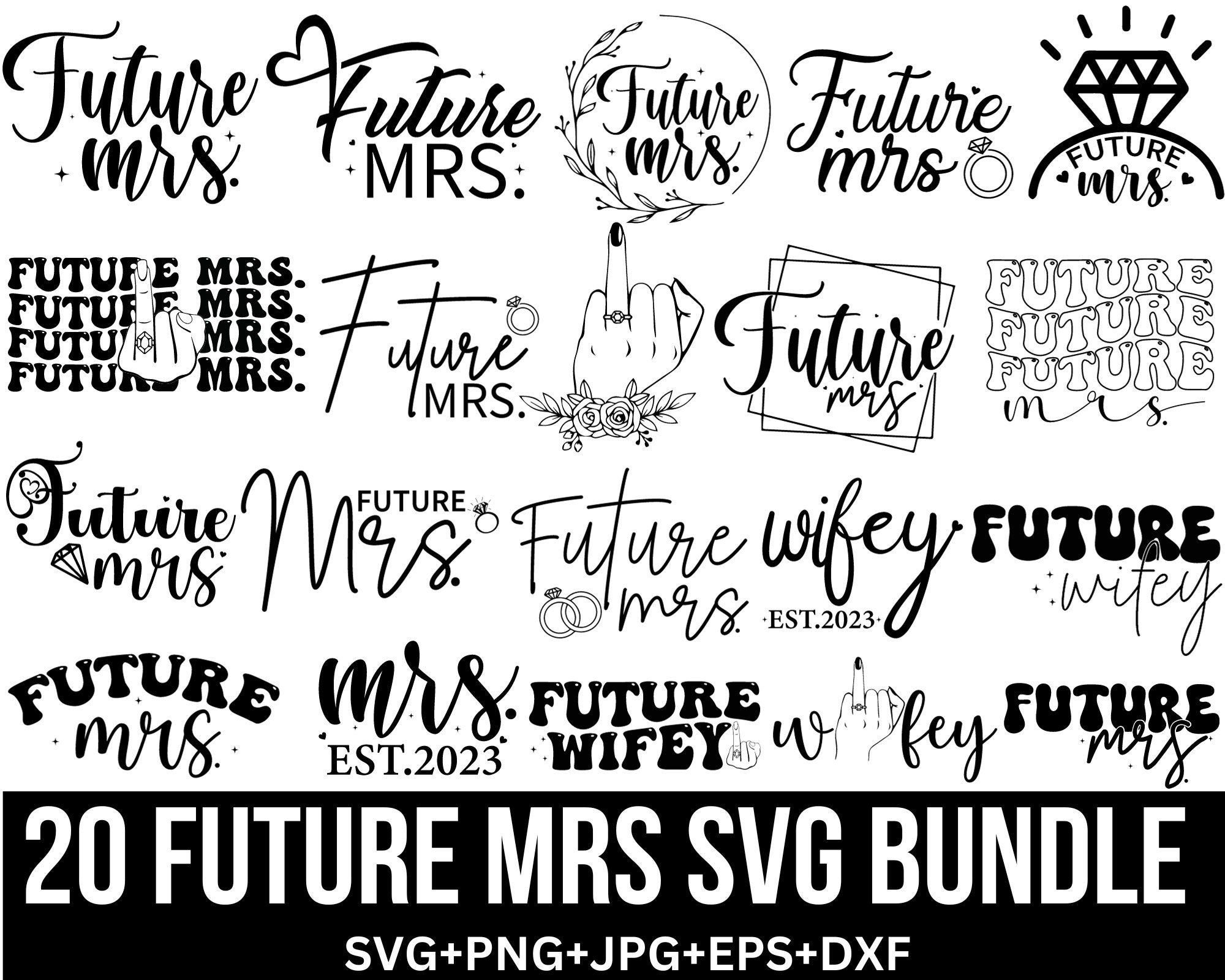 Future Mrs Svg Bundle, Future Bride Svg, Bridal Party Svg, Mrs Svg ...