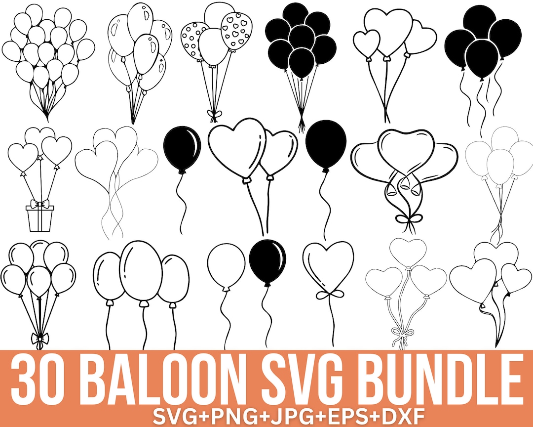 Paquete de globos Svg, ramo de globos Png, clipart de globos, globo de ...