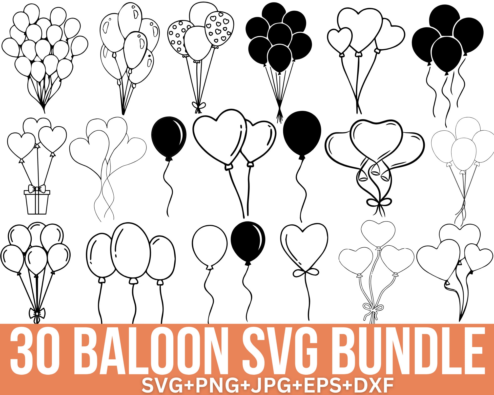 Balloon Svg Bundle Balloon Bunch Png Balloons Clipart - Etsy