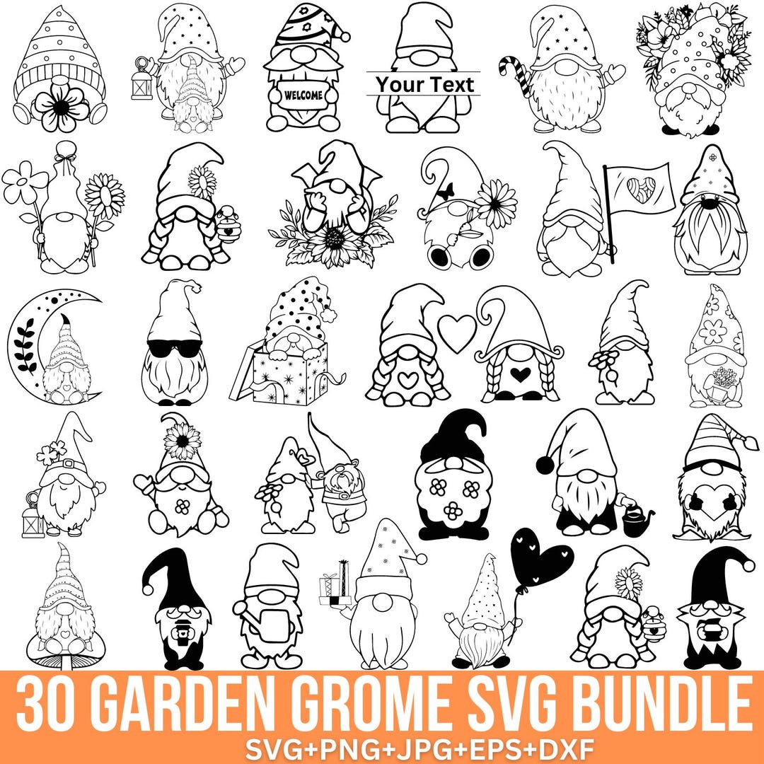 Garden Gnome Svg Png Bundle, Cute Garden Gnome Svg, Flower Gnomes Svg ...