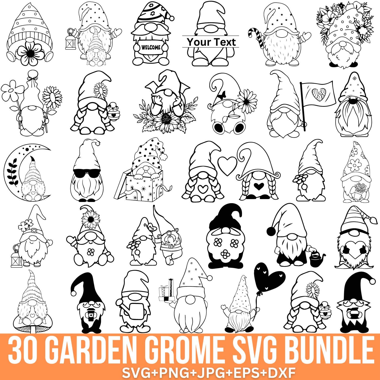 Garden Gnome Svg Png Bundle, Cute Garden Gnome Svg, Flower Gnomes Svg ...