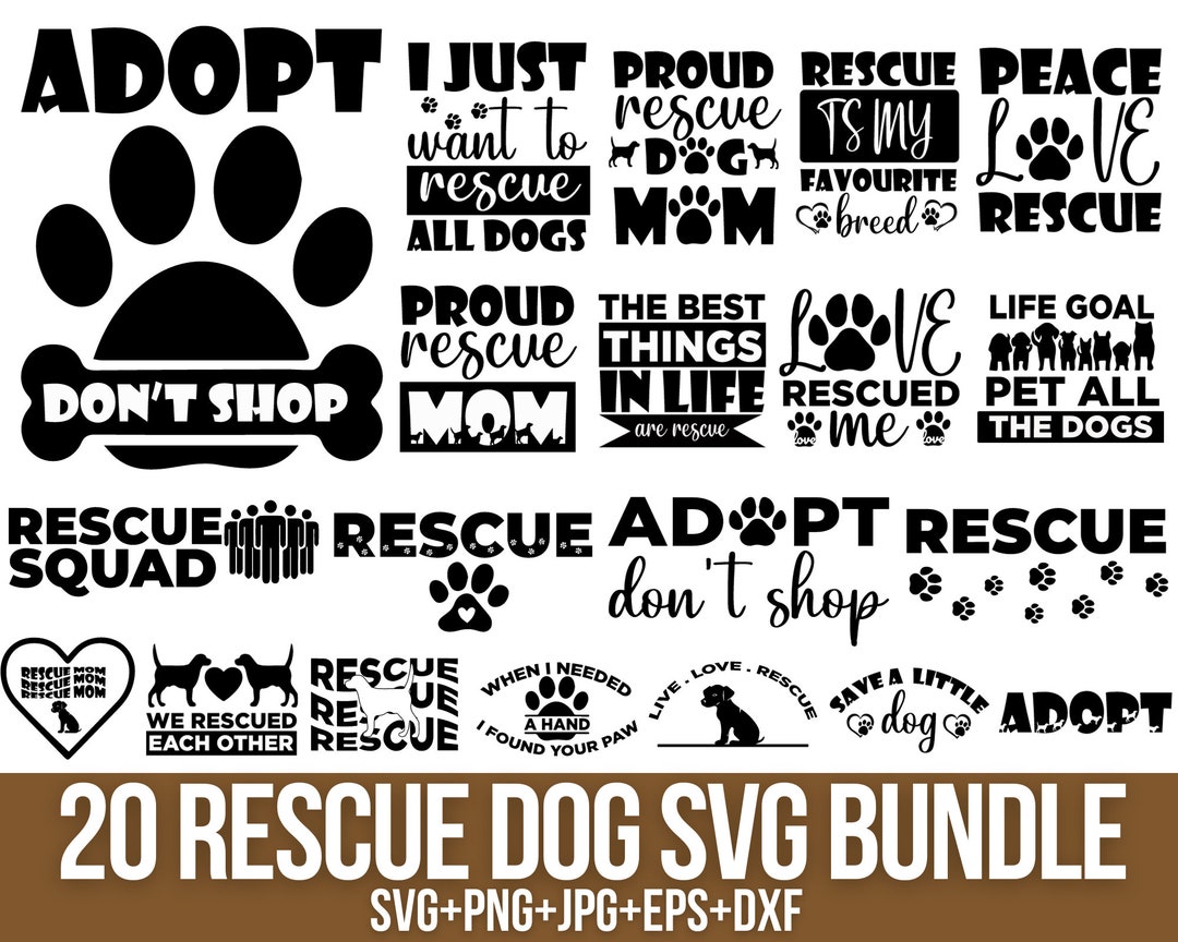 Rescue Dog Svg Bundle, Dog Lover Svg, Funny Pet Quotes, Dog Mom Svg ...