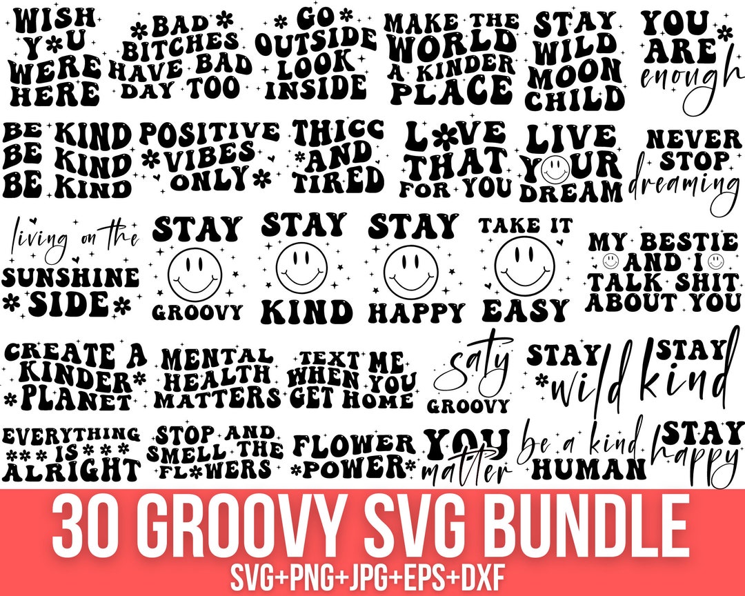 Groovy Svg Bundle, Hippie Svg, Retro Svg, Inspirational Svg ...