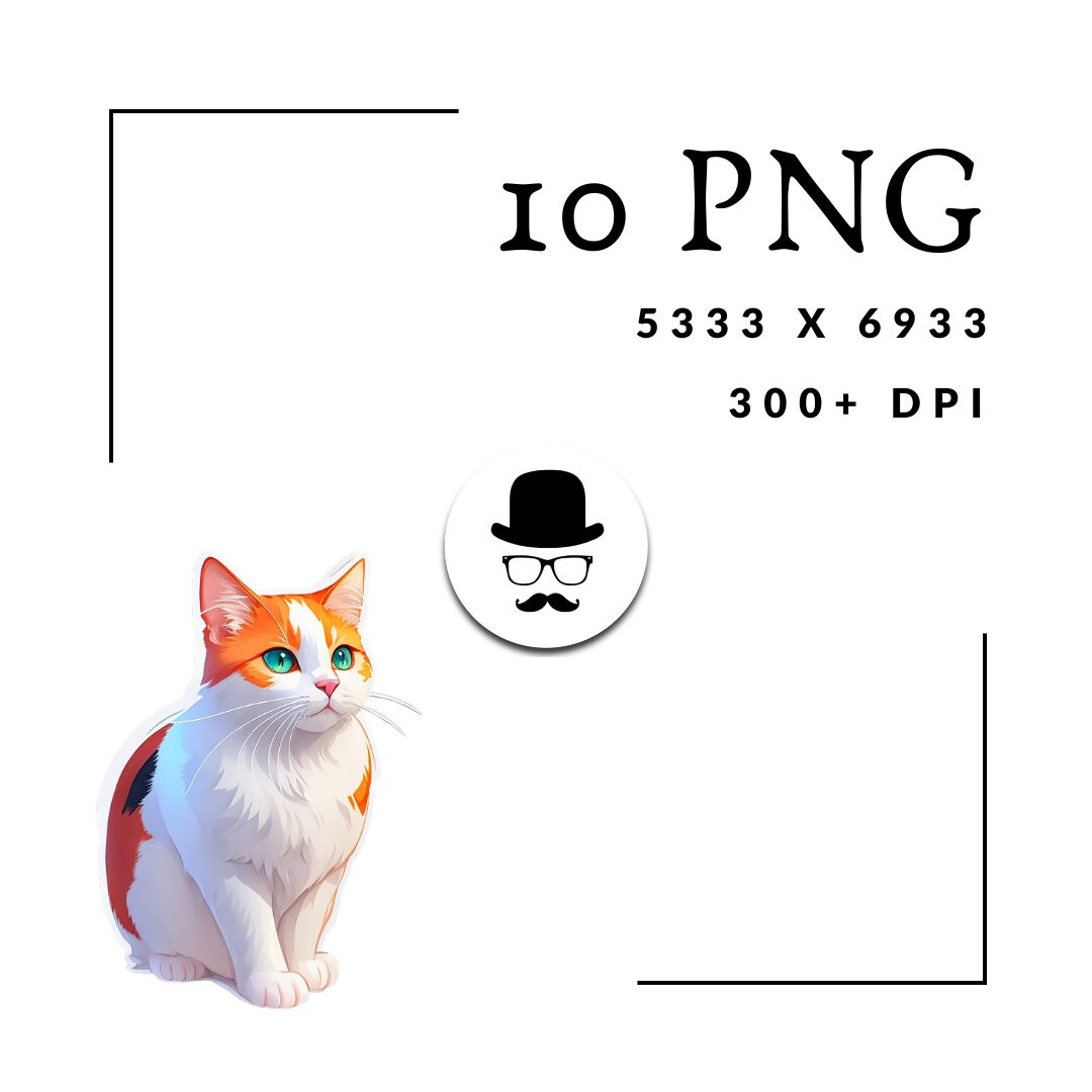 Cute Cat Clipart Pack, Printable Digital Clipart, Commercial Use, PNG ...