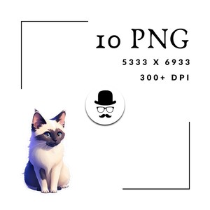 Cute Cat Sticker Pack, Printable Digital Clipart, Commercial Use, PNG ...