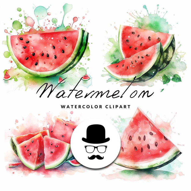 Watermelon Watercolor Clipart - Summer Fruits in Watercolor, Digital ...