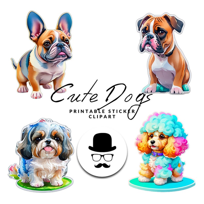Cute Dog Clipart Printable Digital Stickers Pack 2, Commercial Use, PNG ...