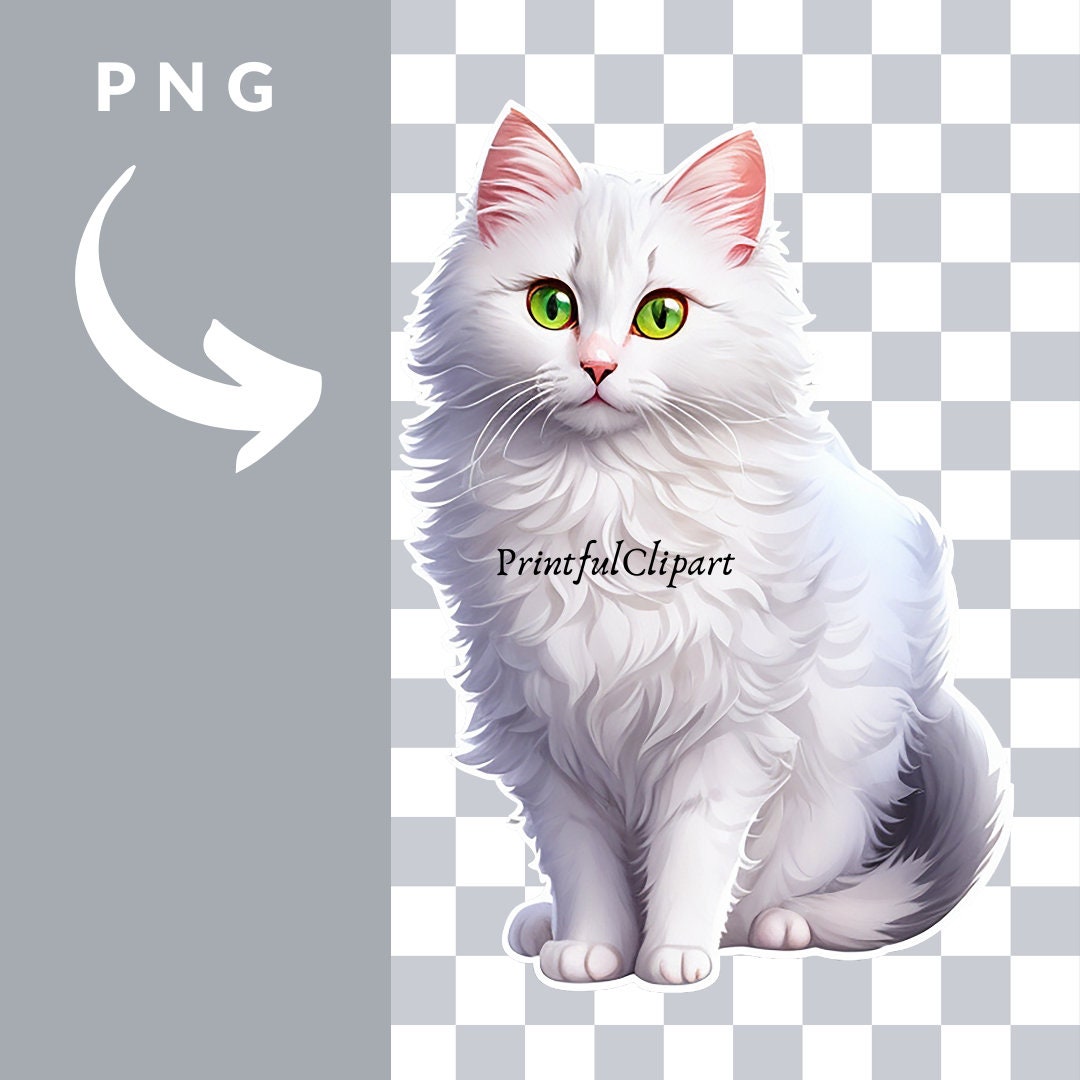 Cute Cat Sticker Pack, Printable Digital Clipart, Commercial Use, PNG ...