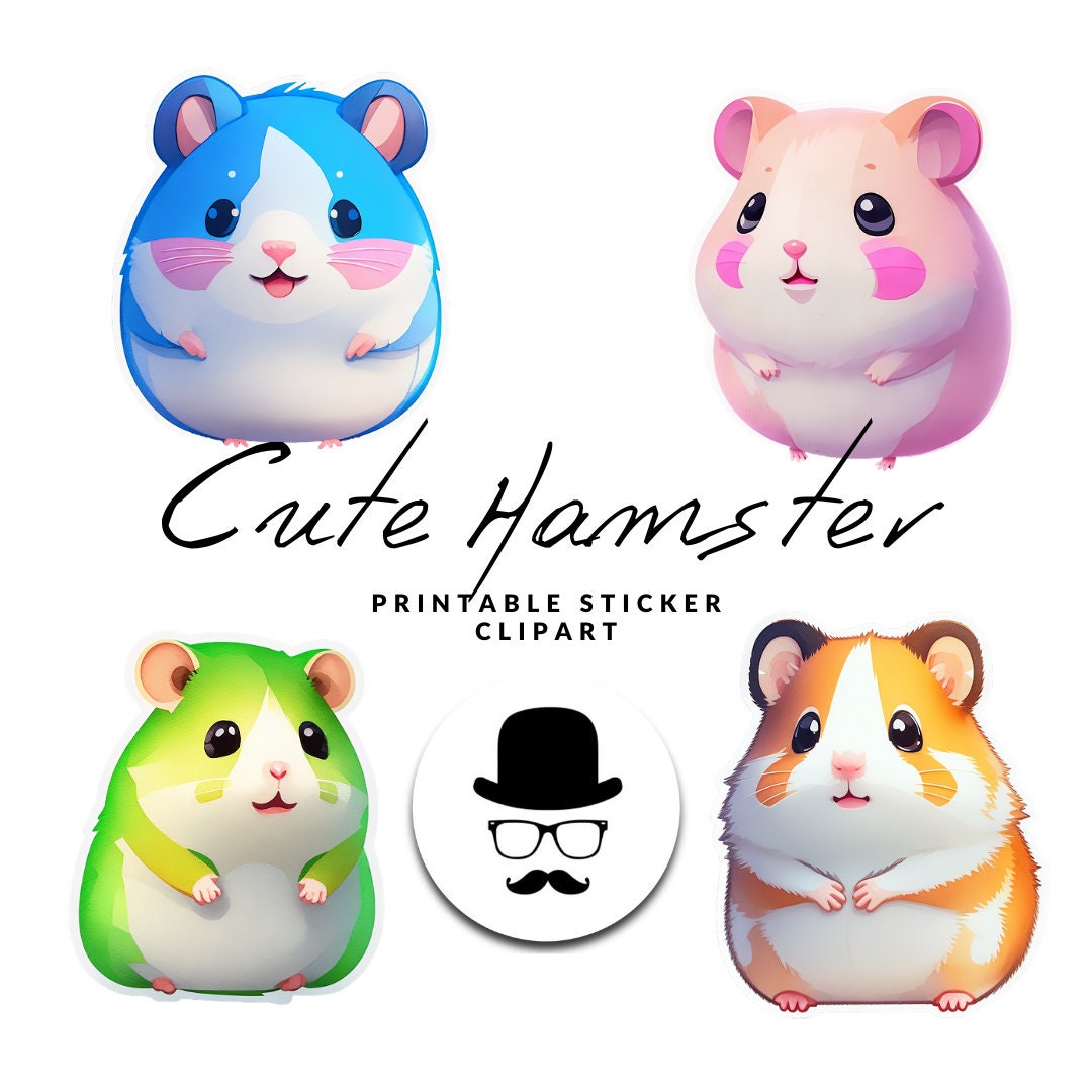 Cute Hamster Sticker Pack, 15 Printable Digital Hamster Clipart ...