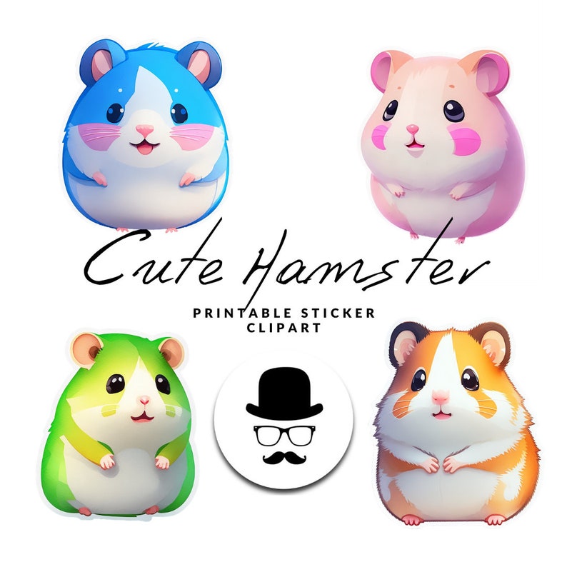 Cute Hamster Sticker Pack, 15 Printable Digital Hamster Clipart ...