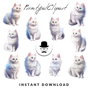 Cute Cat Sticker Pack Printable Digital Clipart Commercial - Etsy