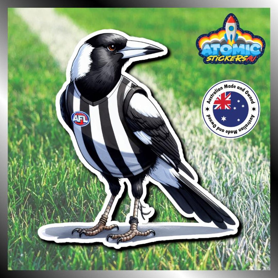 Collingwood Magpies AFL Football Bird Theme Sticker, Australian Sports ...