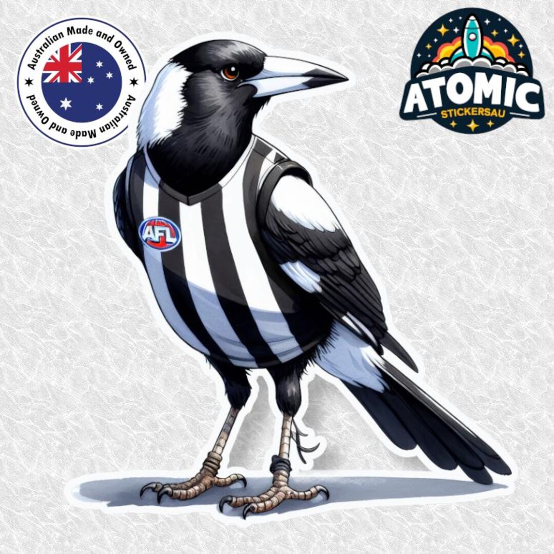 Collingwood Magpies AFL Football Bird Theme Sticker, Australian Sports ...