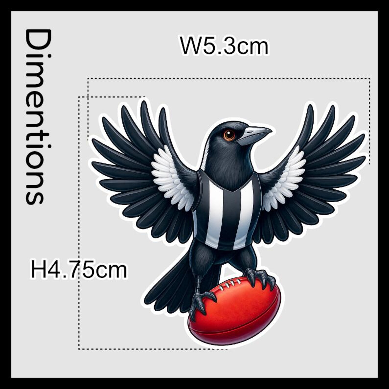 Collingwood Magpie, Holding Football, Vinyl Sticker, Bold Black and ...