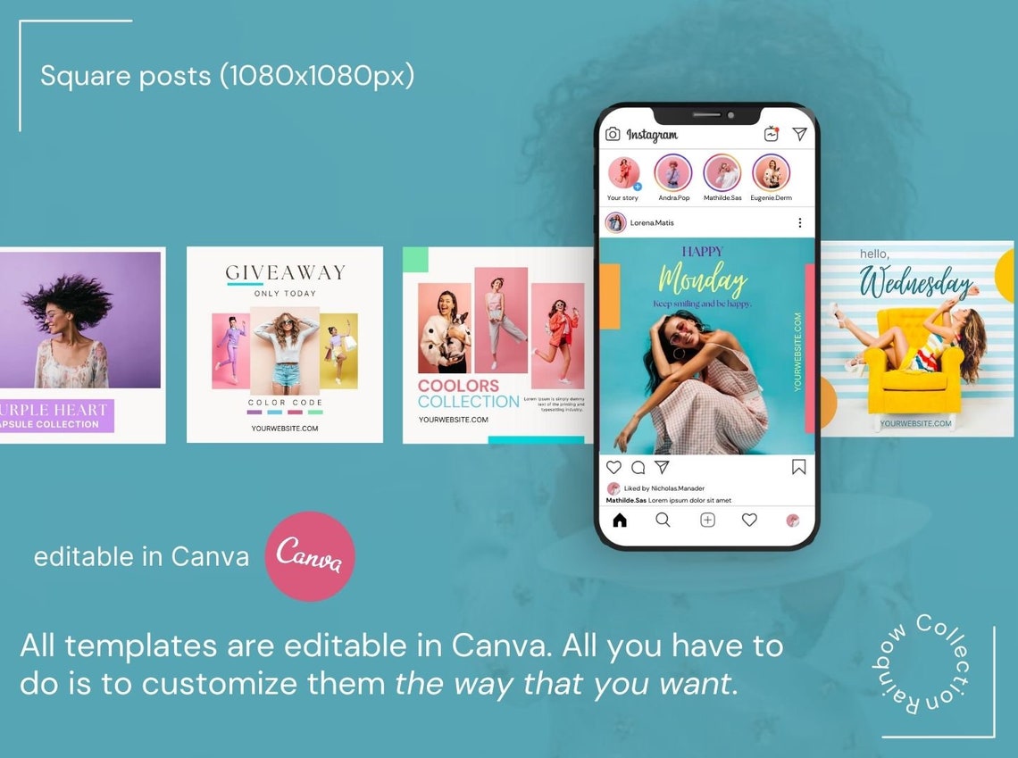 50 Instagram Fashion Post Templates Editable Canva Fashion - Etsy