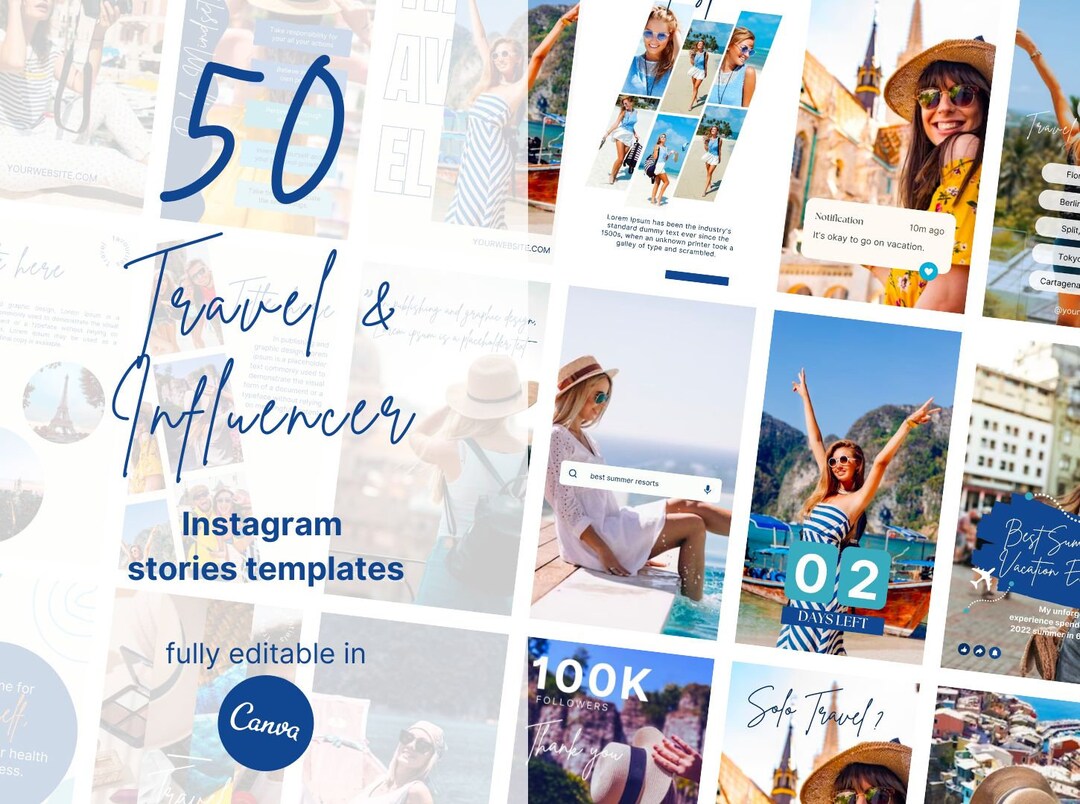 50 Travel Instagram Story Templates | Influencer Blogger Vlogger ...