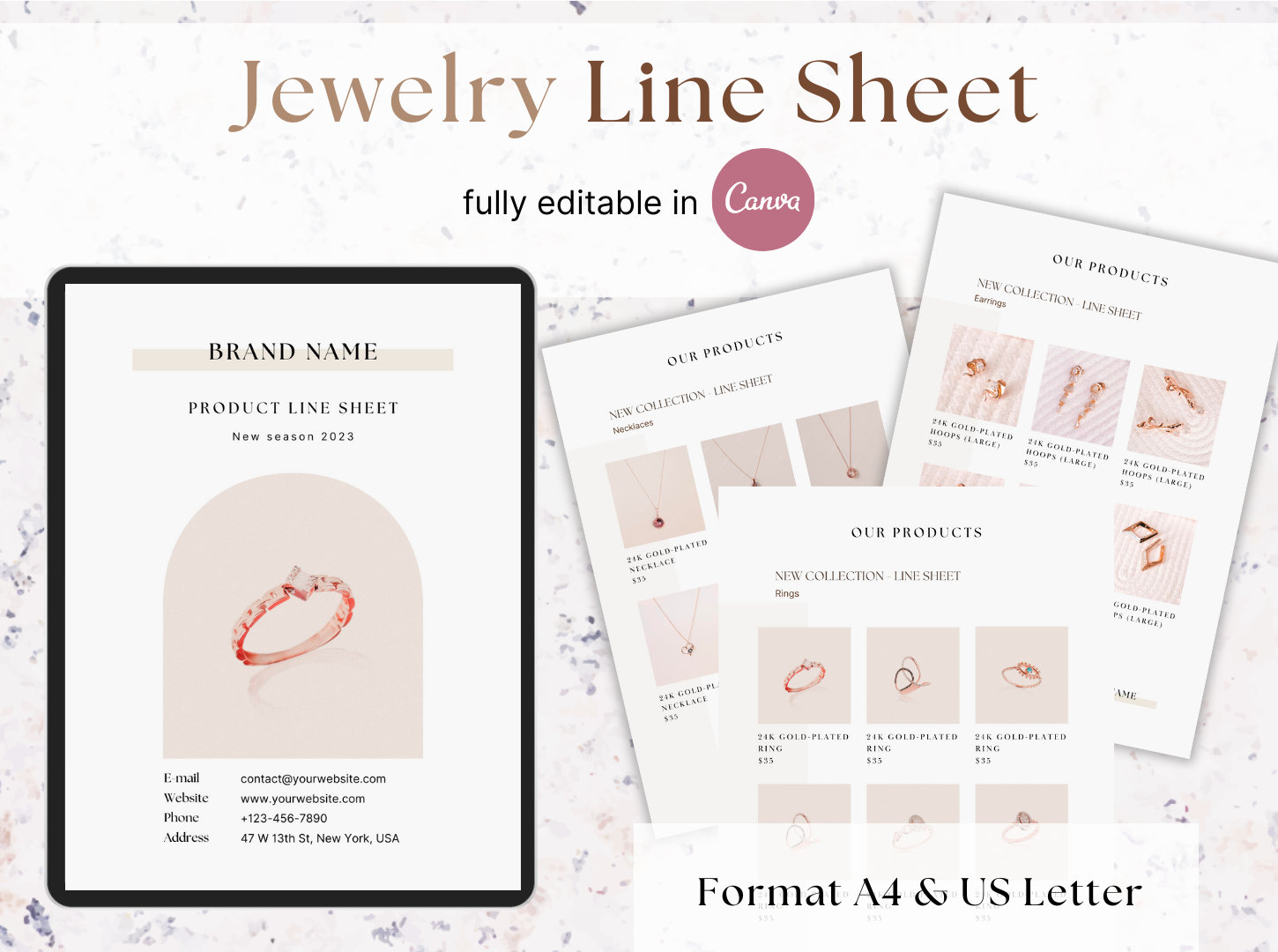 Jewelry Line Sheet Digital Template, Wholesale Line Sheet Canva ...