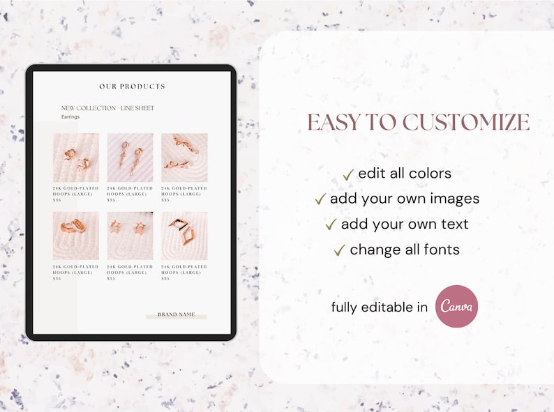 Jewelry Line Sheet Digital Template, Wholesale Line Sheet Canva ...