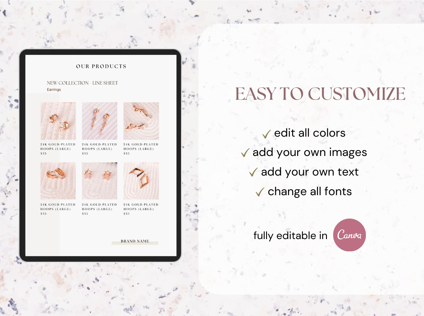 Jewelry Line Sheet Digital Template, Wholesale Line Sheet Canva ...