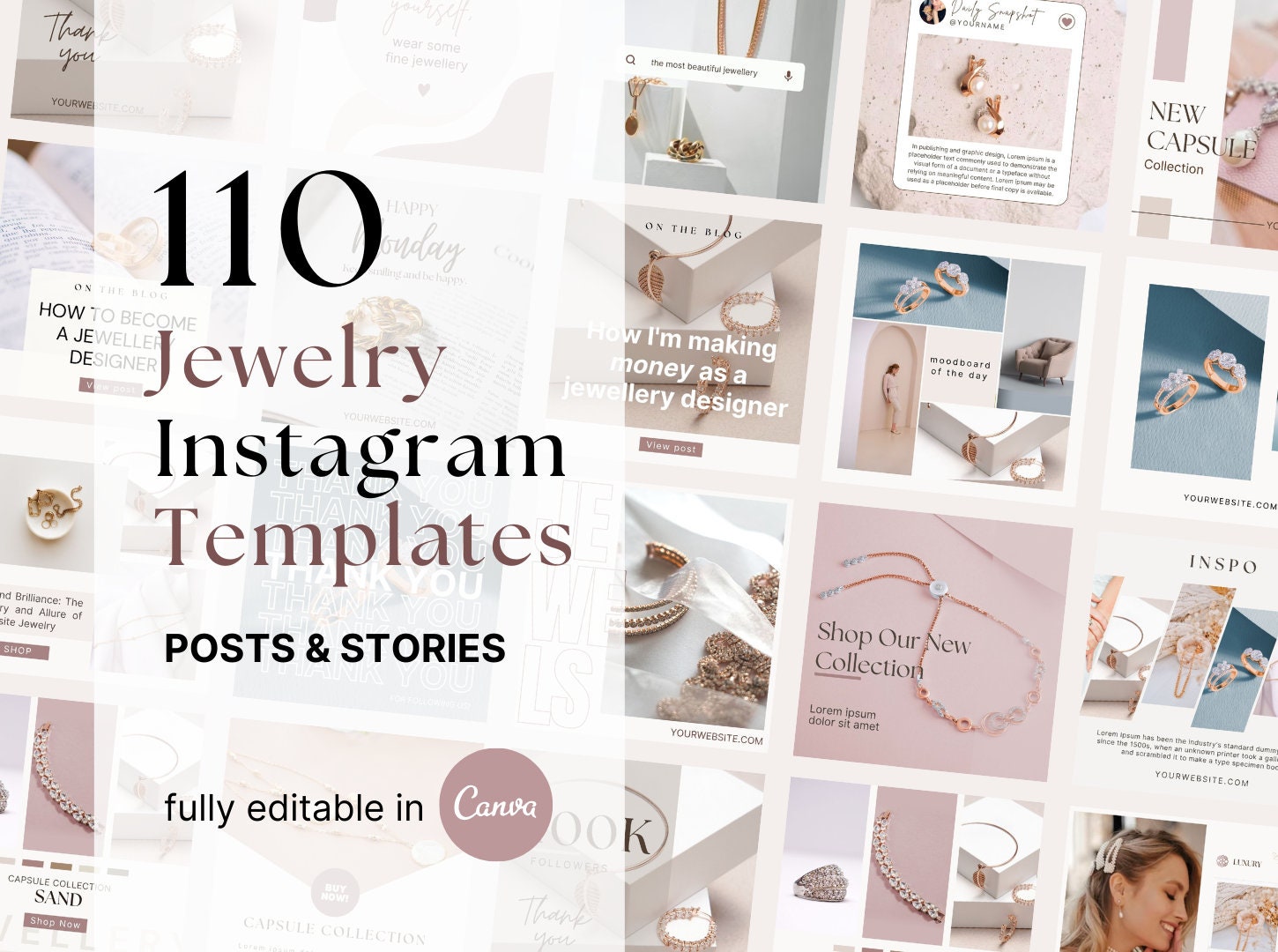 110 Jewelry Instagram Templates, Instagram Post Jewelry Canva Template ...