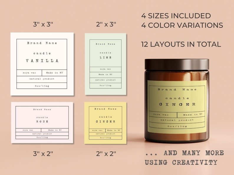 Candle Label Template Canva, Candle Label Typography Vintage ...
