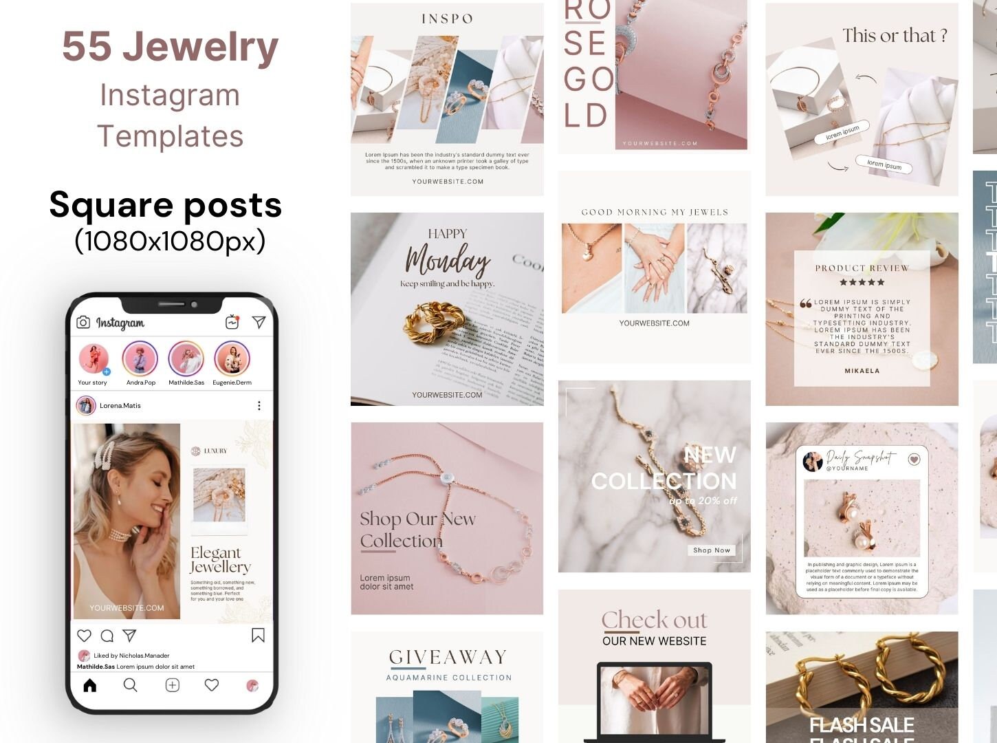 110 Jewelry Instagram Templates, Instagram Post Jewelry Canva Template ...