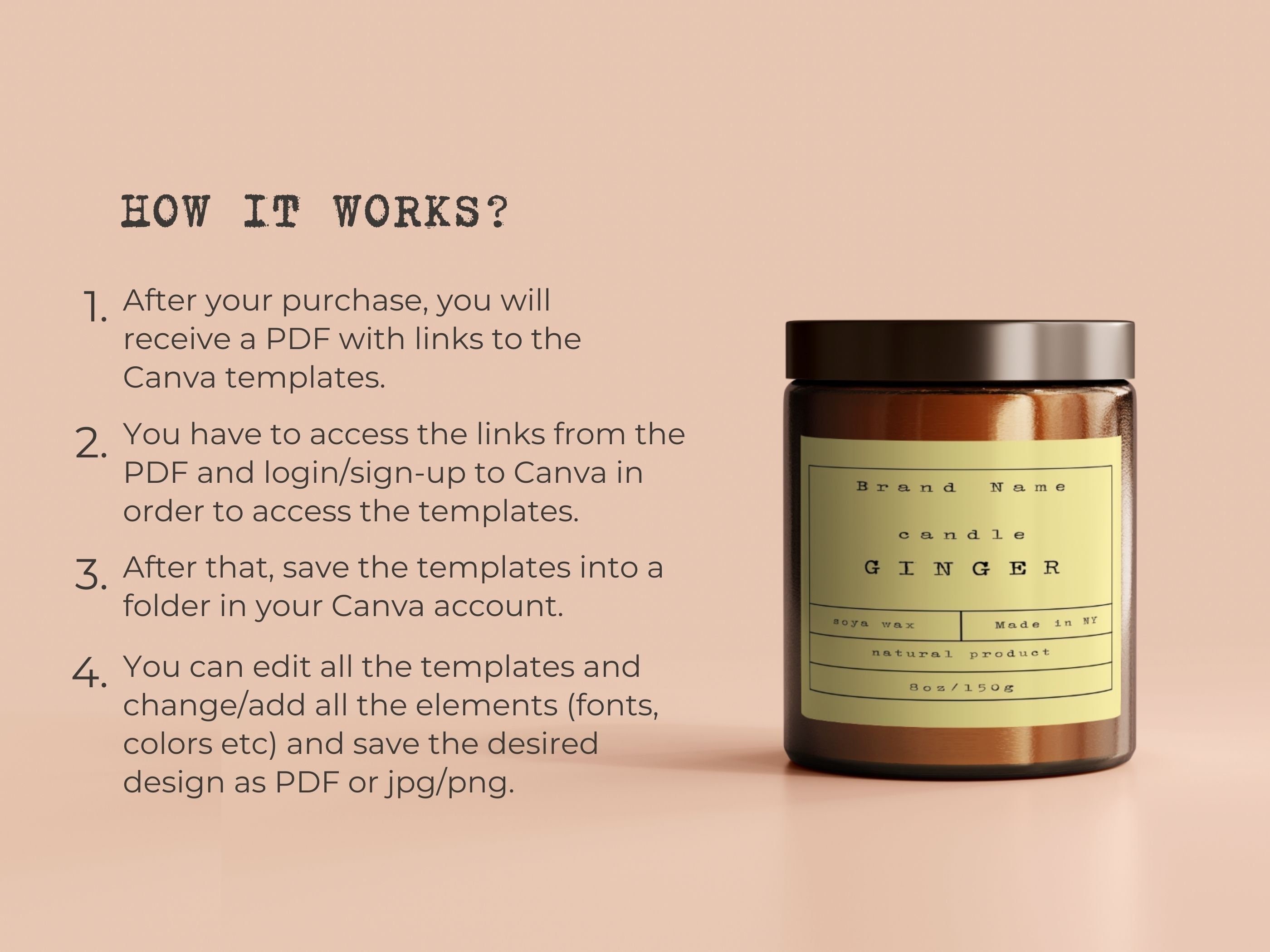 Vintage Typography Candle Label Template, Editable Jar Label (canva) - Etsy
