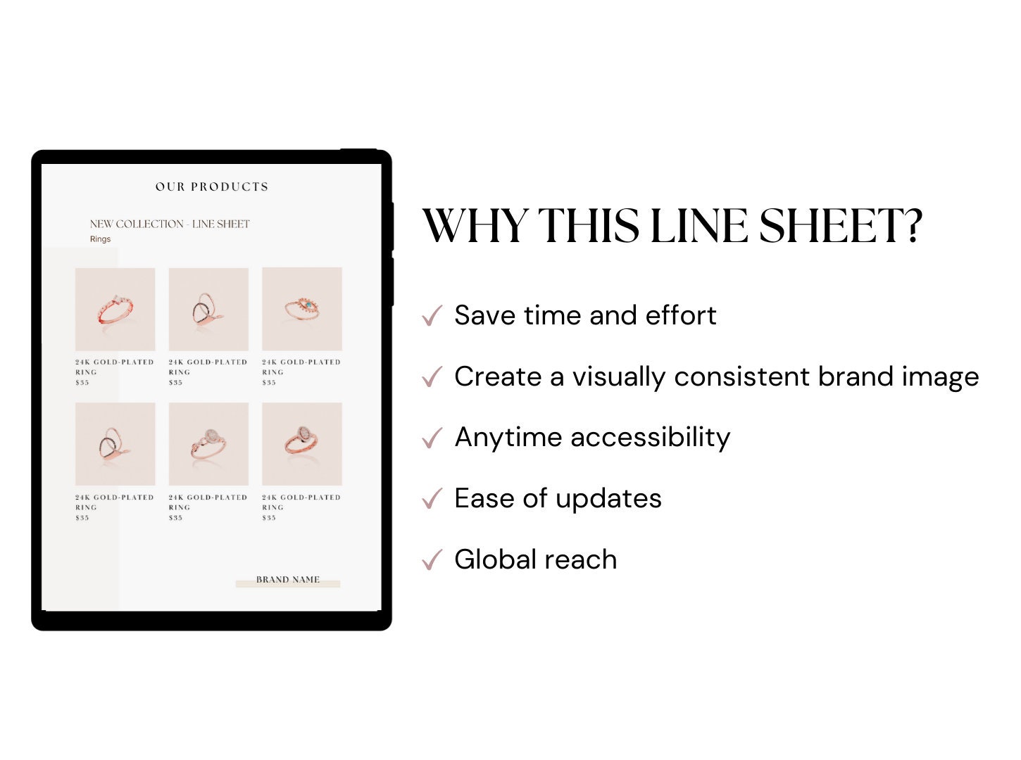 Jewelry Line Sheet Digital Template, Wholesale Line Sheet Canva ...