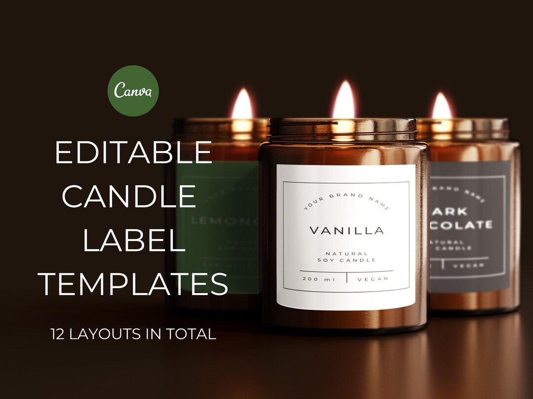 Luxury Candle Label Template, Editable Canva Design (digital Download ...
