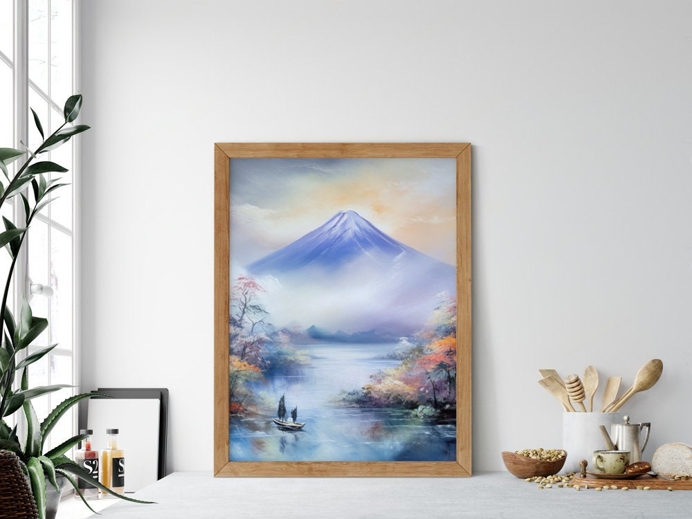 Printable Mount Fuji Oil Painting: Bring the Beauty of Japan Into Your ...