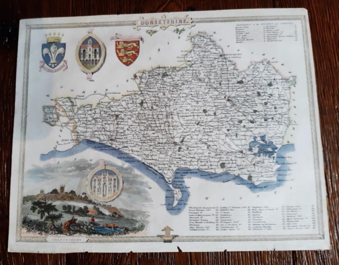 An Antique Map of Dorsetshire, England, Drawn and Engraved by William ...