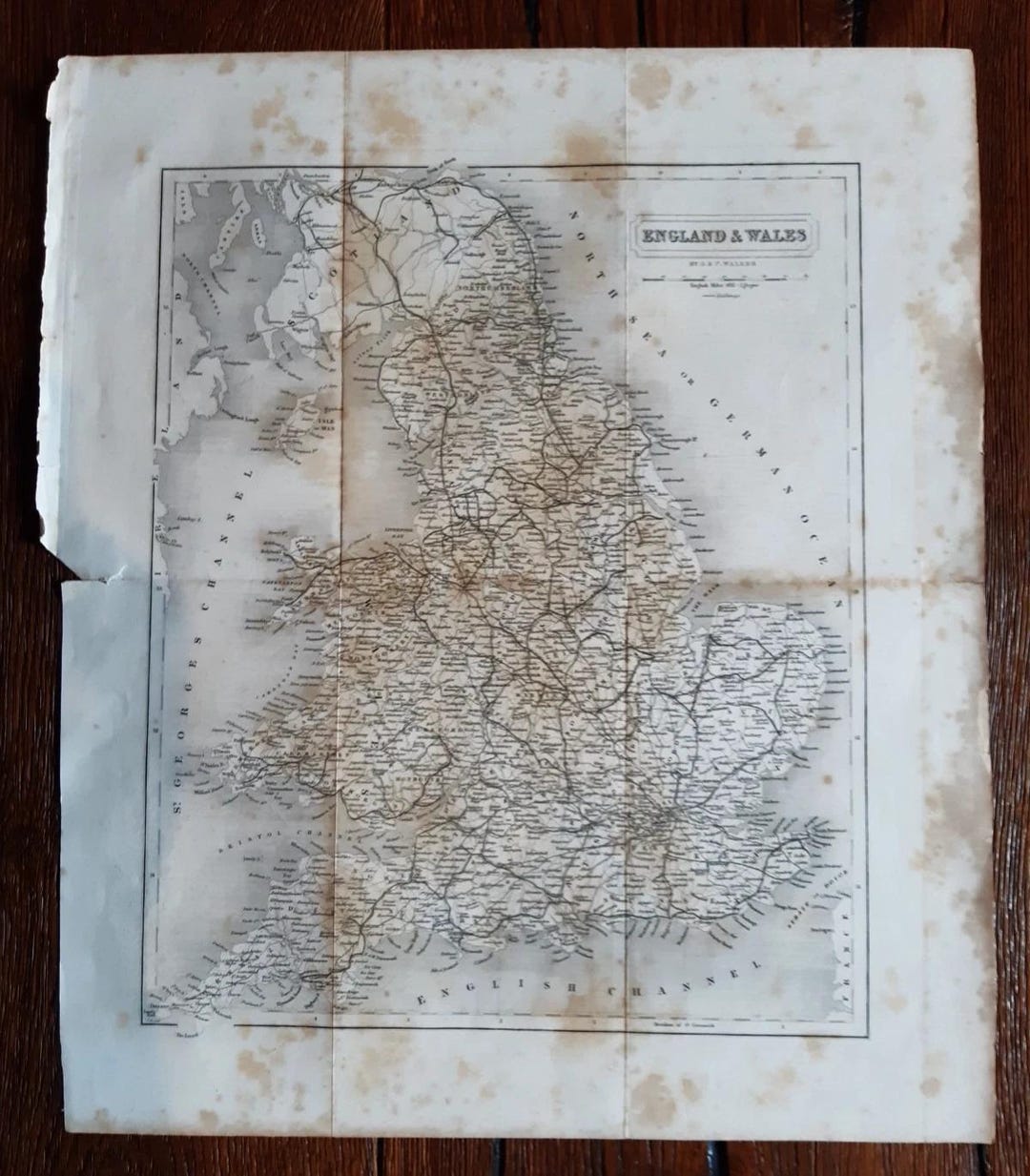 An Antique Early Railway Map of England and Wales, Steel-plate ...