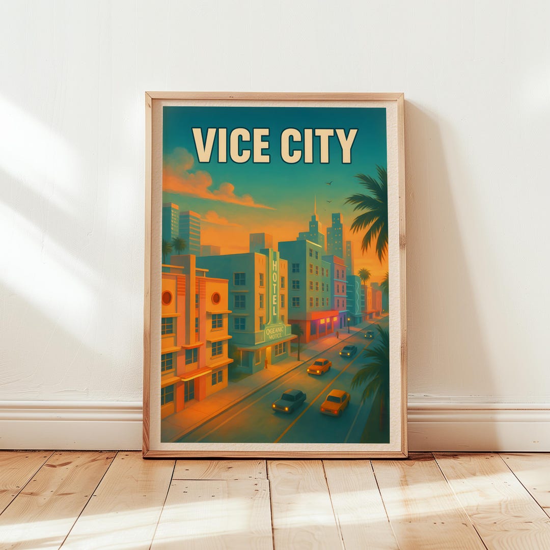 GTA Vice City Poster, Gaming Wall Art, Digital Download, Printable ...
